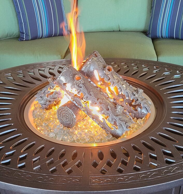 Steel Fire Studio Logs - Patio Connection